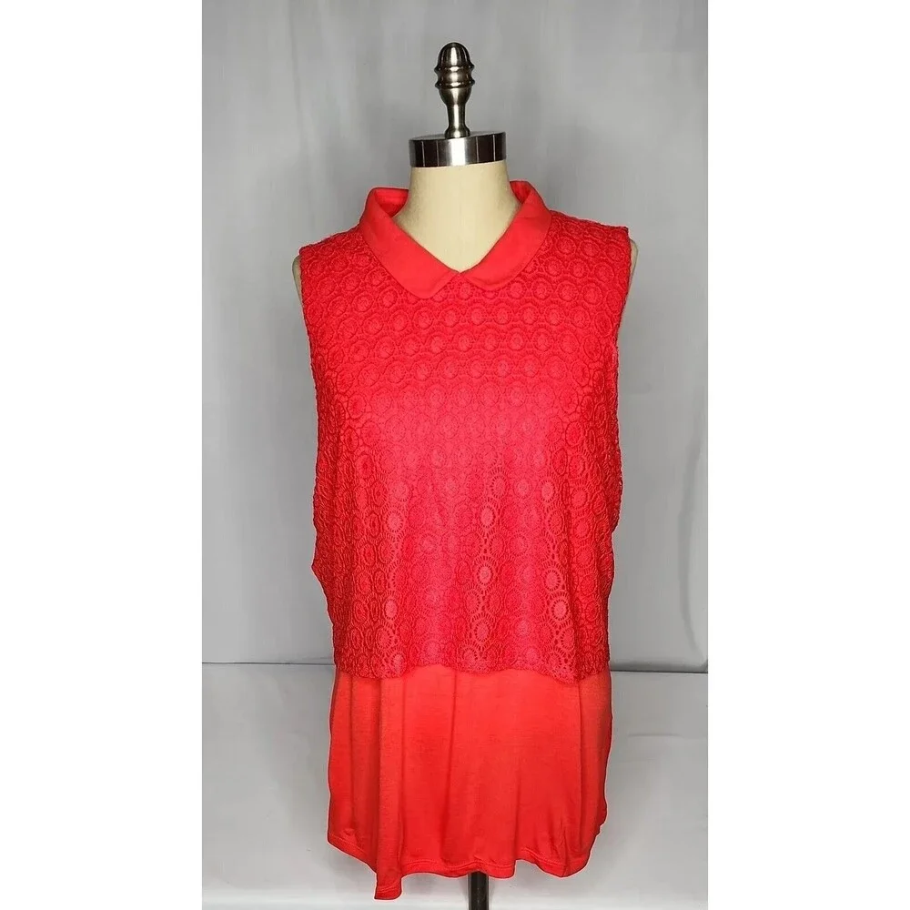 Elle | Tops | Elle Xl Sleeveless Top 62 Poppy Red Sail Away Knit ...
